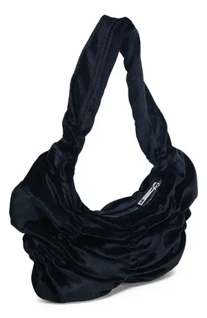 Topshop Ruched Velvet Shoulder Bag