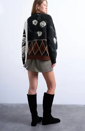 Topshop Patchwork Intarsia & Argyle Sweater