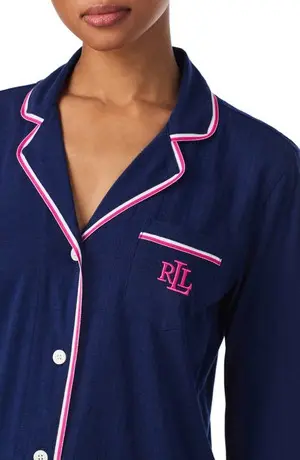 Ralph Lauren Piped Cotton Blend Pajamas