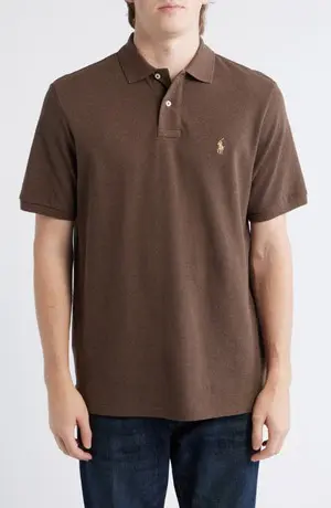 Polo Ralph Lauren The Iconic Cotton Mesh Polo - Nutmeg Brown Heather