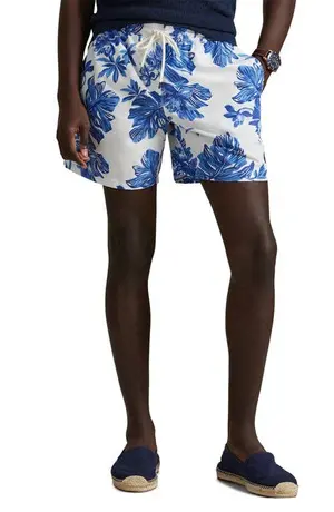 Polo Ralph Lauren Traveler Classic Swim Trunks - White Tropical