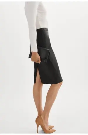 LAMARQUE Avana Leather Pencil Skirt - Black