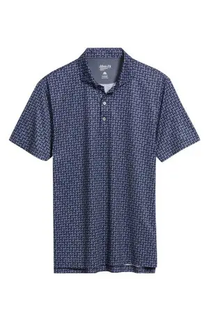 Johnnie-o Minty Cocktail Print Performance Jersey Polo - Navy