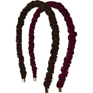 Tasha 2-pack Velvet Headbands - Brown/burgandy