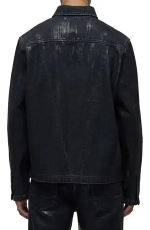 Hudson Jeans Distressed Denim Snap-up Worker Jacket