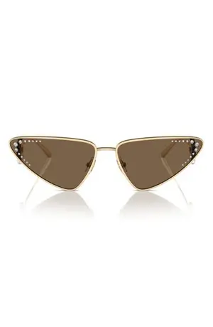 JIMMY CHOO 63mm Cat Eye Sunglasses - Pale Gold/dark Brown