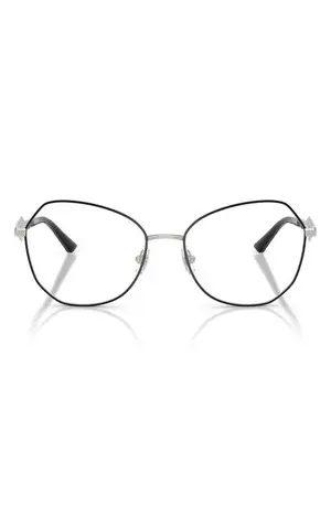 JIMMY CHOO 53mm Round Optical Glasses - Silver/black/demo Lens