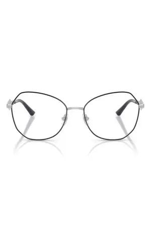 JIMMY CHOO 53mm Round Optical Glasses - Silver/navy Blue/demo Lens