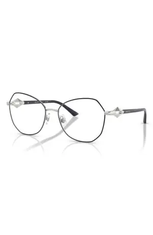 JIMMY CHOO 53mm Round Optical Glasses - Silver/navy Blue/demo Lens
