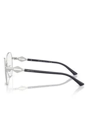 JIMMY CHOO 53mm Round Optical Glasses - Silver/navy Blue/demo Lens