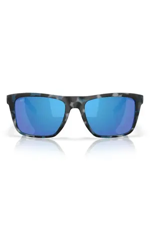 COSTA DEL MAR Mainsail 55mm Mirrored Polarized Rectangular Sunglasses - Deep Water Camo/blue