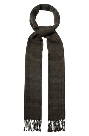 Eton Houndsttoh Check Merino Wool Scarf - Dark Green