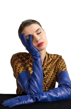 SEYMOURE Extended Runway Opera Gloves - Blue