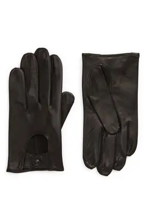 SEYMOURE Washable Leather Driver Gloves - Black