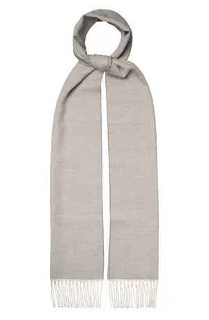 Eton Herringbone Merino Wool Scarf - Light Grey