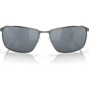 COSTA DEL MAR Turret 63mm Oversize Polarized Mirrored Rectangular Sunglasses - Gunmetal/gray Silver