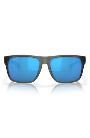 COSTA DEL MAR Spearo 59mm Polarized Mirrored Rectangular Sunglasses - Smoke Crystal/blue 580g
