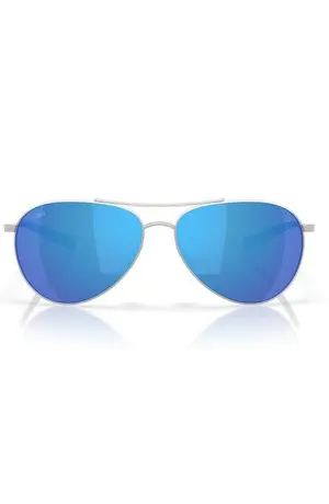 COSTA DEL MAR Piper 58mm Polarized Pilot Sunglasses - Satin Silver/blue 580g