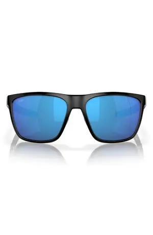COSTA DEL MAR Ferg 59mm Polarized Mirrored Rectangular Sunglasses - Black/blue Mirror 580g