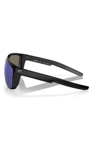 COSTA DEL MAR Ferg 59mm Polarized Mirrored Rectangular Sunglasses - Black/blue Mirror 580g