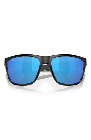 COSTA DEL MAR Ferg 59mm Polarized Mirrored Rectangular Sunglasses - Black/blue Mirror 580g