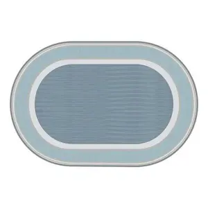 KAPLAN EARLY LEARNING COMPANY Sense Of Place Highland Stripe Blue Oval Carpet6' X 9 - Blue Stripe