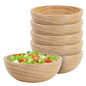 MEGACHEF 6 Piece 7 Inch Pine Wood Bowl Set - Tan