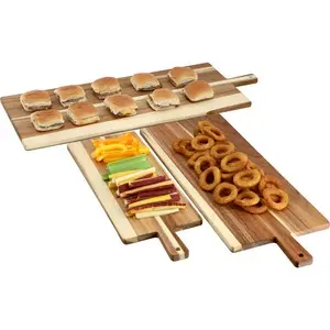 MEGACHEF 3 Piece Wood Charcuterie Cheese Board Set With Handles - Acacia