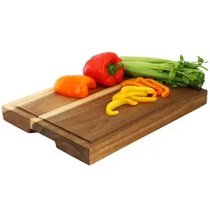 MEGACHEF 15.5 X 12 Inch Wood 1.5 Inch Thick Carving And Cutting Serving Butcher Board With Juice Groove - Acacia