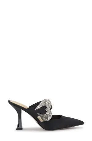 Jessica Simpson Favica Embellished Satin Slide Mule - Black