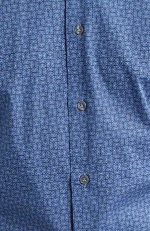 JACK VICTOR Geo Print Stretch Cotton Button-up Shirt