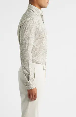 JACK VICTOR Lincoln Floral Stretch Cotton Button-up Shirt