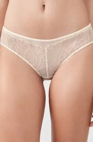 ETAM Envolee Lace & Satin Hipster Panties - Beige/gold
