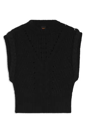 BOSS Fastina Cable Stitch Sleeveless Sweater