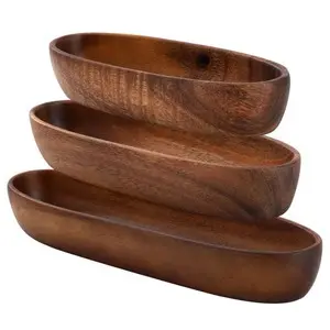 MEGACHEF 3 Piece Wood Oval Serving Bowls