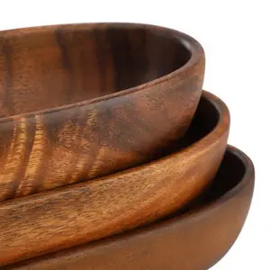 MEGACHEF 3 Piece Wood Oval Serving Bowls