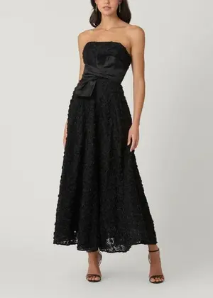 SHOSHANNA MIDNIGHT Midnight India Andes Lace Strapless Dress