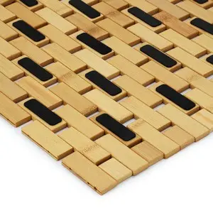 MEGACHEF Wood 16.25 X 24.5 Inch Rectangle Bathroom Mat