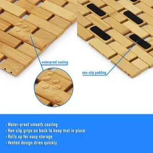 MEGACHEF Wood 16.25 X 24.5 Inch Rectangle Bathroom Mat