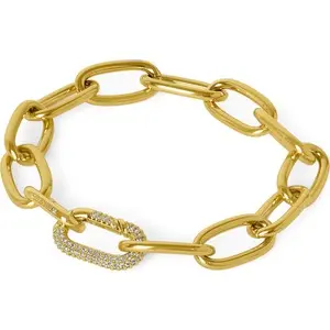 DEAN DAVIDSON Solene Pavé Statement Link Bracelet - White Cz/gold