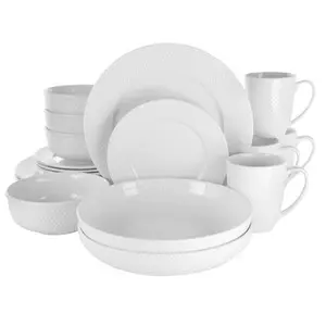 ELAMA Maisy 18 Piece Round Porcelain Dinnerware Set - White