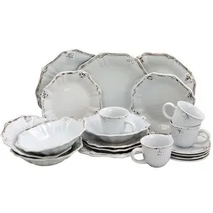 ELAMA Fleur De Lys 20-piece Dinnerware Set - White