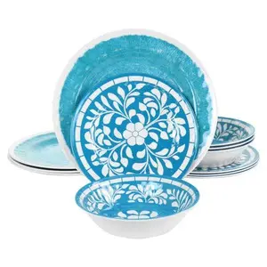ELAMA Telly 12 Piece Melamine Dinnerware Set - Blue