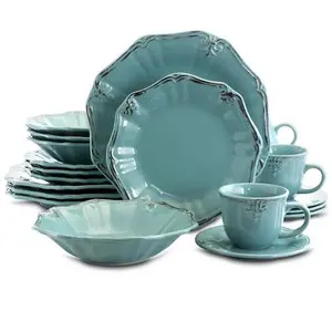 ELAMA Fleur De Lys 20-piece Dinnerware Set - Blue