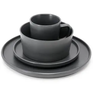 ELAMA Luxmatte Dark 16 Piece Dinnerware Set - Grey