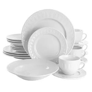 ELAMA Charlotte 20 Piece Porcelain Dinnerware Set - White