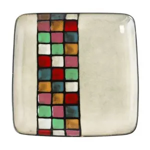 ELAMA Color Melange 16 Piece Multicolo Square Stoneware Dinnerware Set