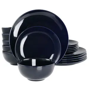 ELAMA Luna 18 Piece Porcelain Dinnerware Set - Blue