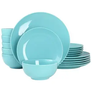 ELAMA Luna 18 Piece Porcelain Dinnerware Set - Blue