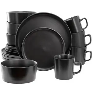ELAMA Luxmatte 16 Piece Dinnerware Set - Black